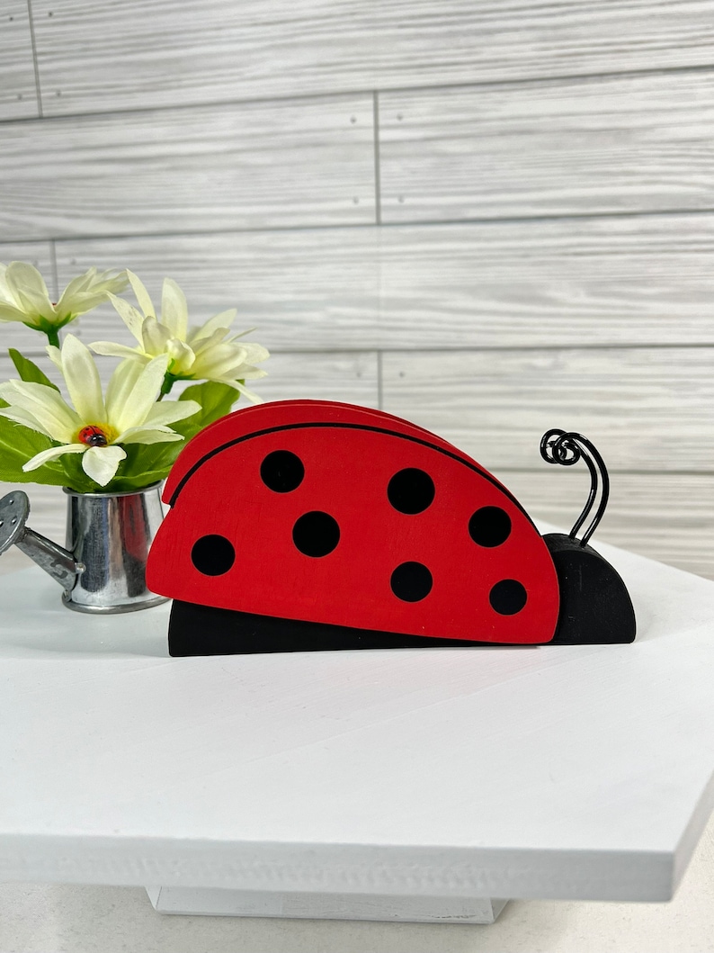 Wood Ladybug Shelf Sitter: Summer Tiered Tray Decor - Etsy