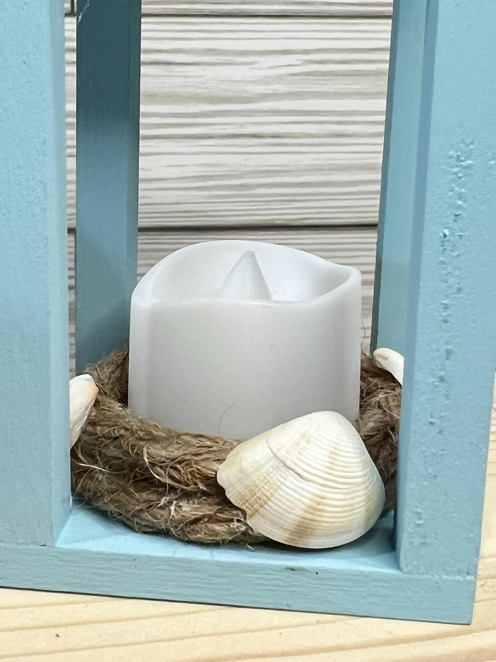 Beachy Aqua Mini Wood Lantern: Seashell Tiered Tray Decor - Etsy