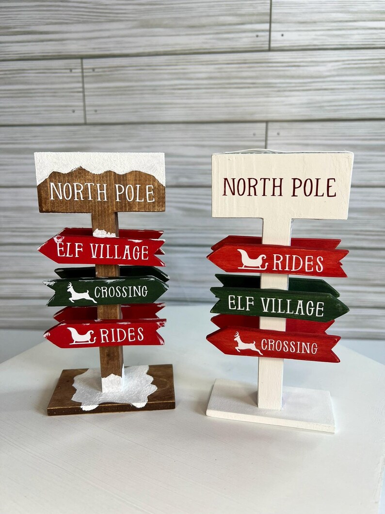 North Pole Crossing Sign: Christmas Tiered Tray Decor - Etsy