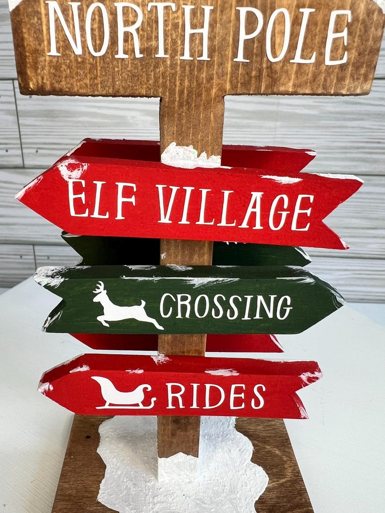 North Pole Crossing Sign: Christmas Tiered Tray Decor - Etsy