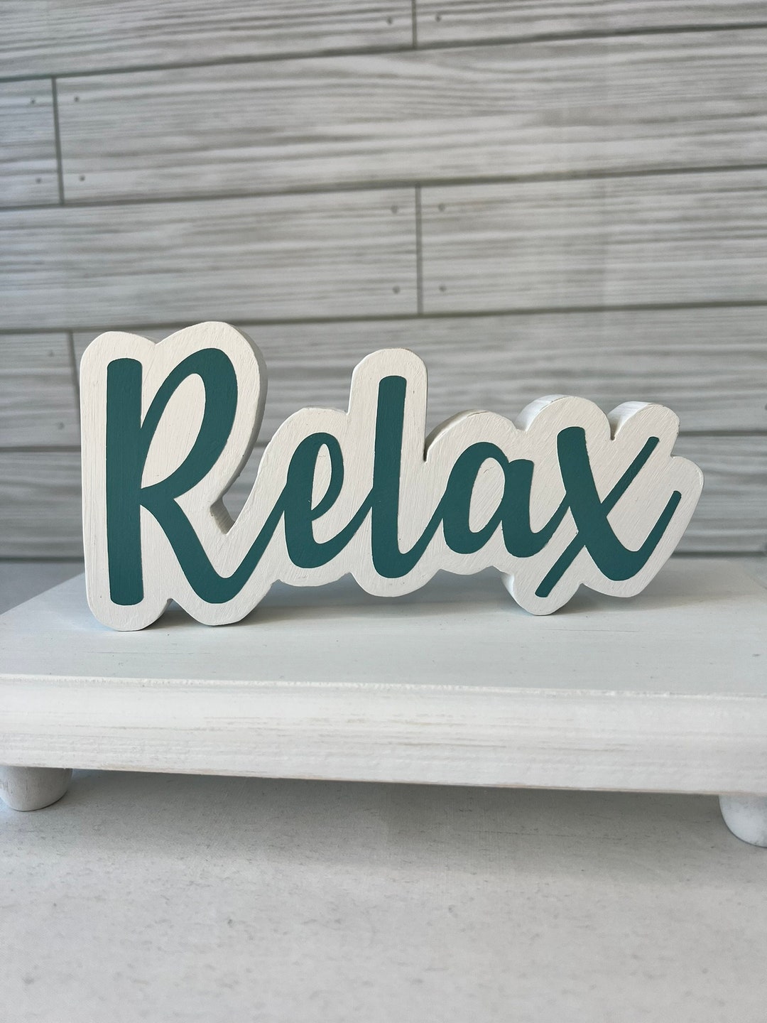 Relax Word Art Sign, Wood Script Relax Decor, Beach House Sign and ...