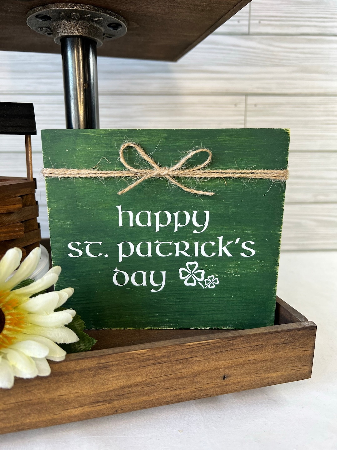 Happy St. Patrick's Day Rustic Wood Sign, St. Patrick's Day Tiered Tray ...