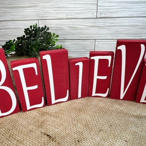 BELIEVE Blocks, Christmas Mantle Decoration, Holiday Home Decor and ...