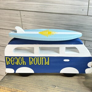 Retro Beach Bus, Surfboard Home Decor, Beach House Shelf Sitter, Beach ...