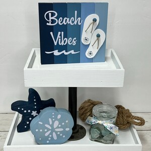 Beach Decor, Beach Tiered Tray Decor, Starfish Sand Dollar Signs, Flip ...