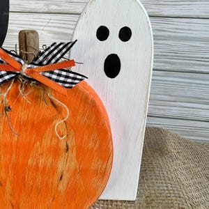 Farmhouse Halloween Shelf Sitter: Wooden Cat, Pumpkin, Ghost Decor - Etsy