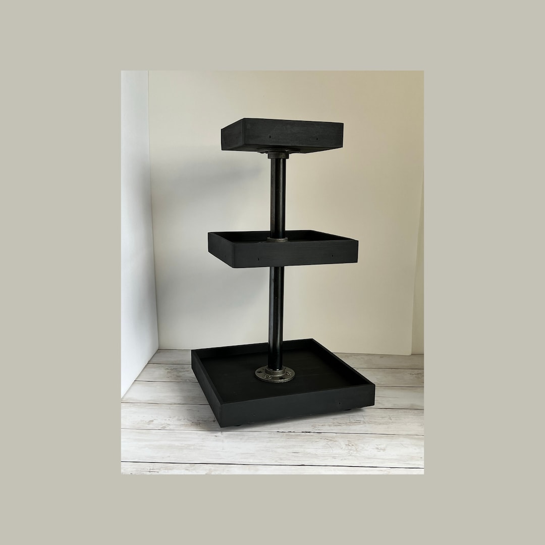Black Three Tier Square Tray: Handmade Industrial Farmhouse Decor - Etsy