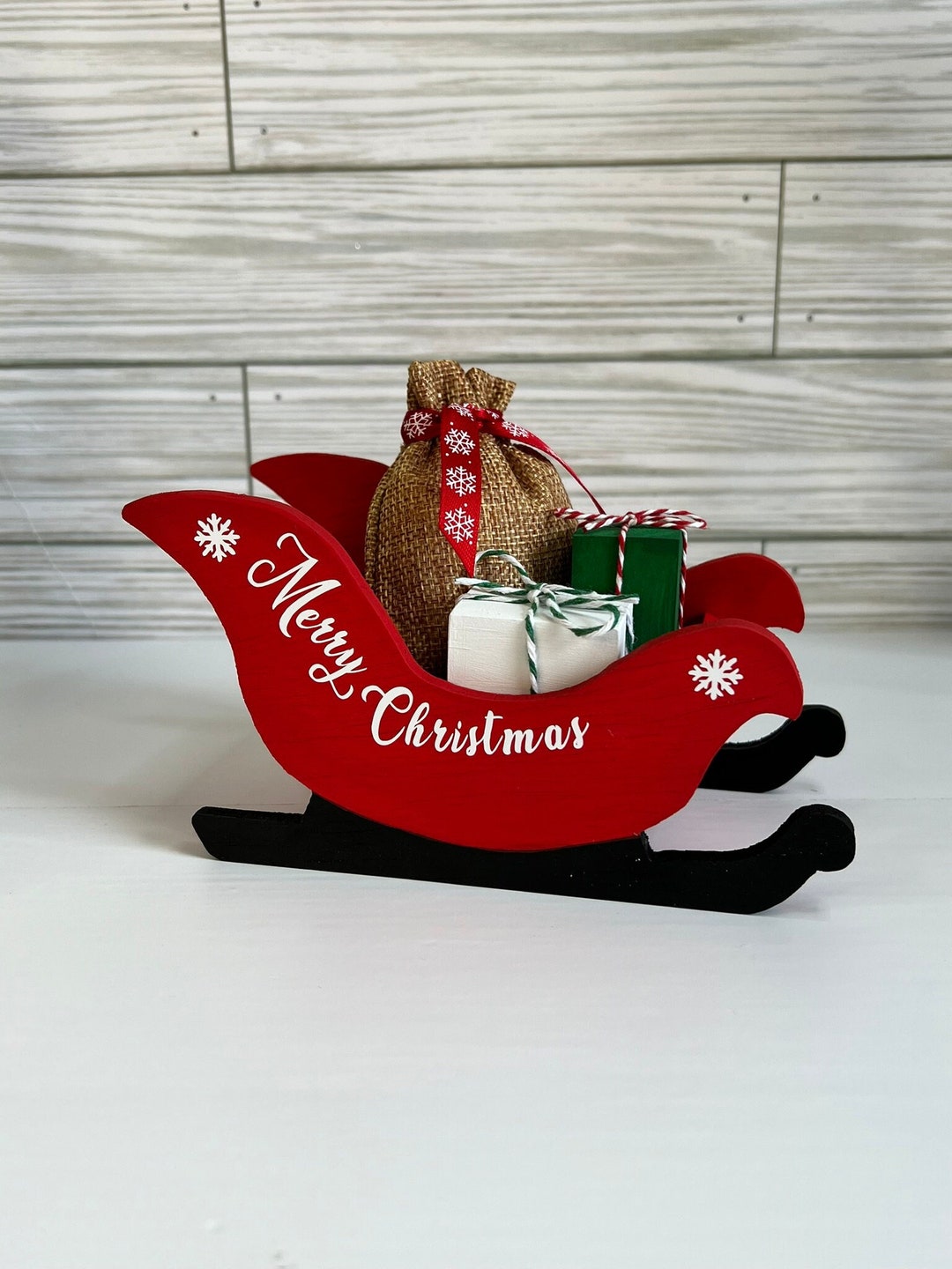 Handmade Santa Sleigh Tiered Tray Decor: Mini Christmas Presents - Etsy