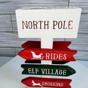 North Pole Crossing Post Sign / Santa's Workshop Sign Post / Christmas ...