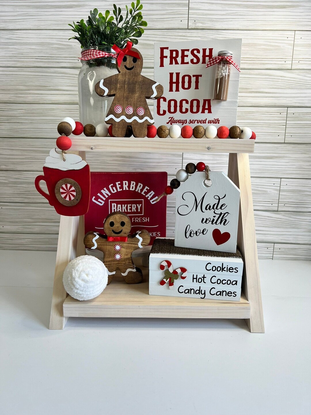 Gingerbread Tiered Tray Set, Hot Chocolate Station, Christmas Kitchen ...