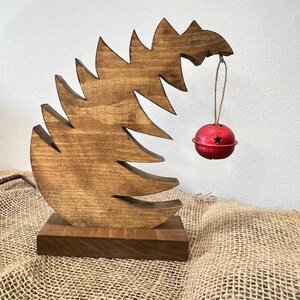 Leaning Farmhouse Christmas Tree With Rustic Bell, Whimsical Christmas ...