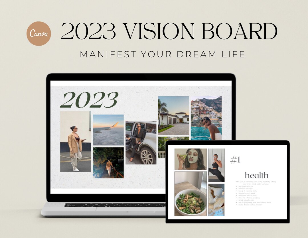 2023 Vision Board Goal Planner Digital Mood Board Template Inspiration ...