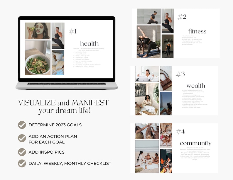 2023 Vision Board Goal Planner Digital Mood Board Template Inspiration ...