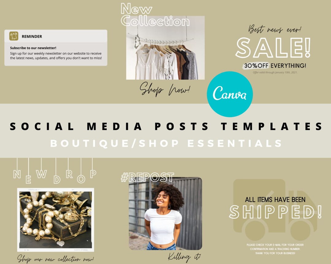 Social Media Canva Templates Pack | Boutique - Small Shop Essentials - Etsy