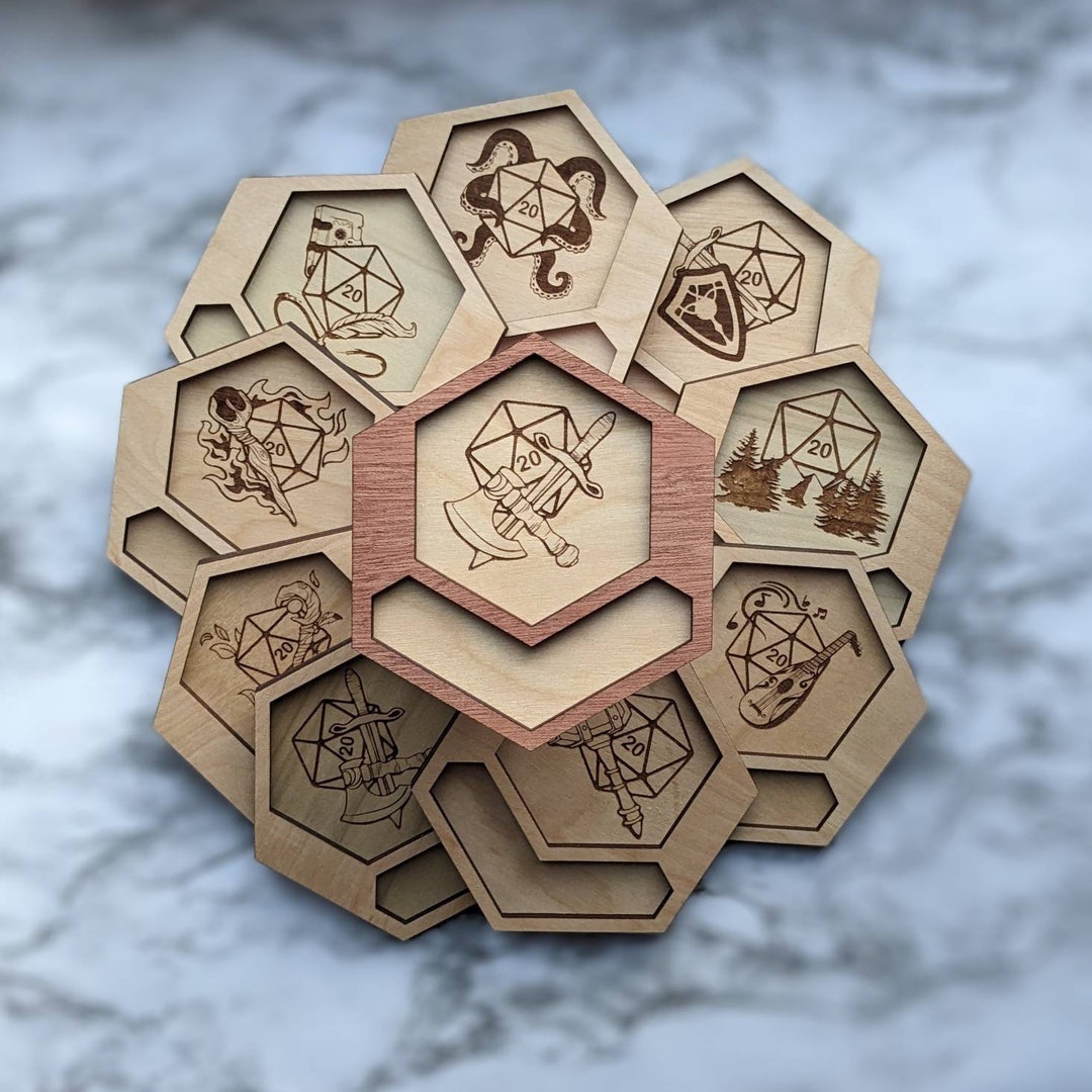 Cleric Character Class Dice Tray Ranger Tabletop Gaming Wooden Drink ...