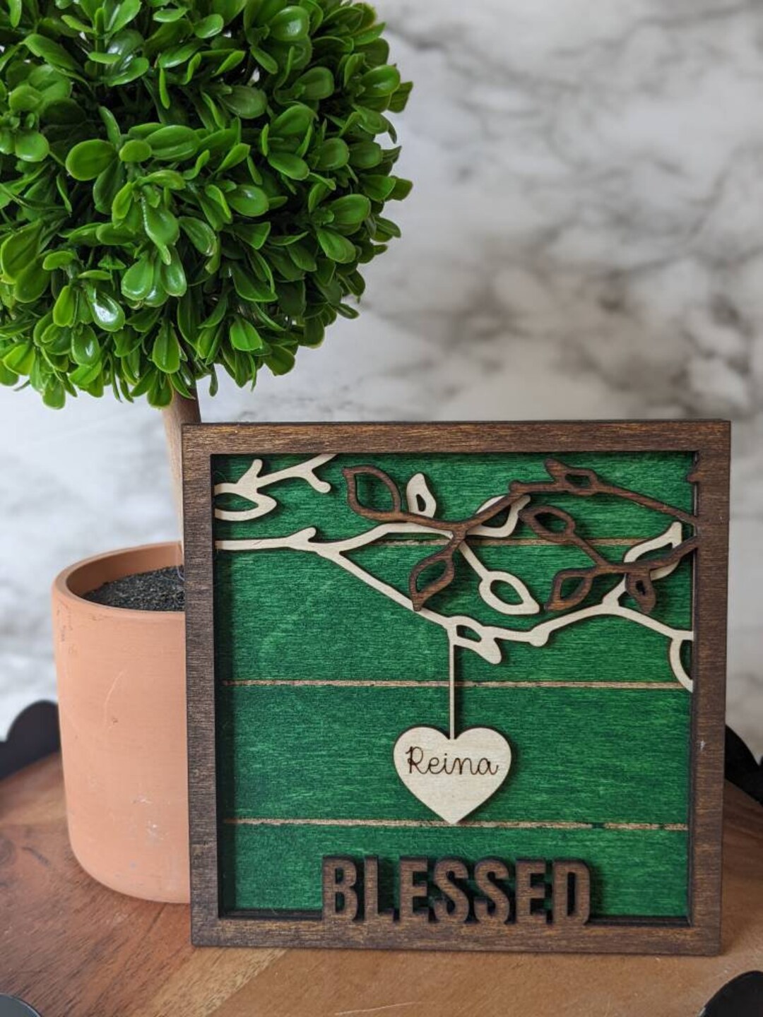 Personalized Hanging Hearts Family Tree Wood Frame, Gifts for Mom ...