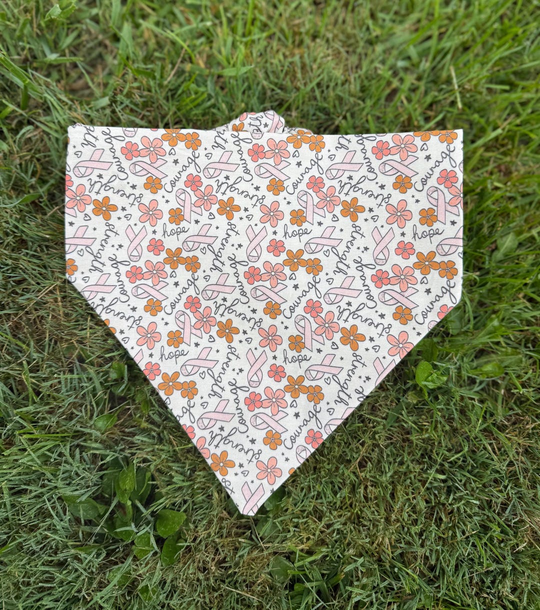 Breast Cancer Awareness Dog Bandana With Scrunchie Back | Pink Ribbon ...