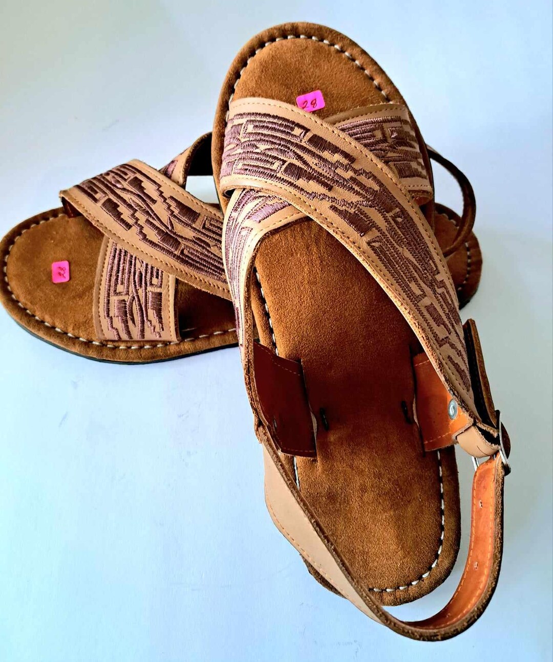 Men's Handmade Native Design Embroidered Leather Sandals - Etsy