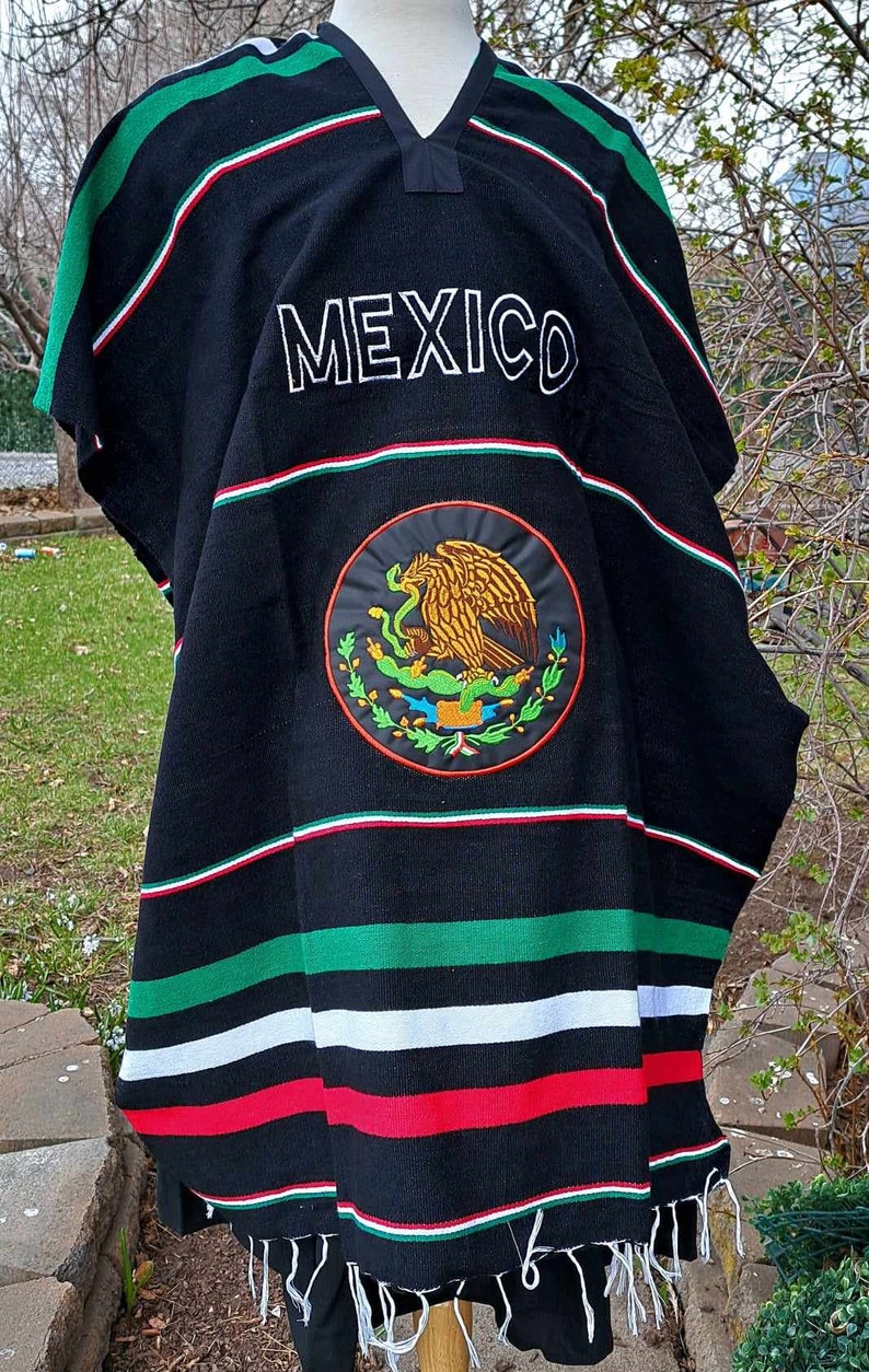 Mexican Patriotic Embroidered Poncho - Etsy