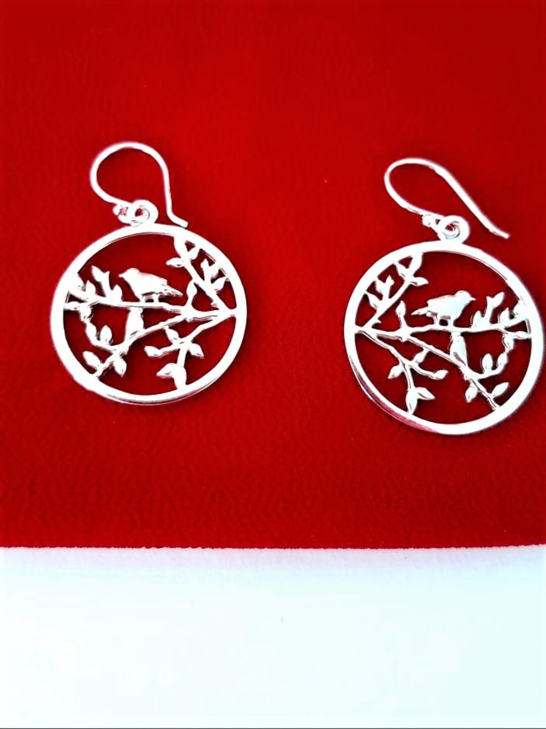 Beautiful Nightingale Bird in a Tree- 925 Sterling Silver Hoop Earrings - Etsy