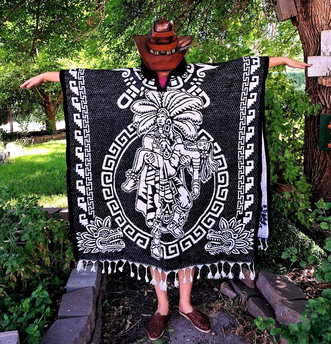Handmade Aztec Calendar Mexican Poncho - Etsy
