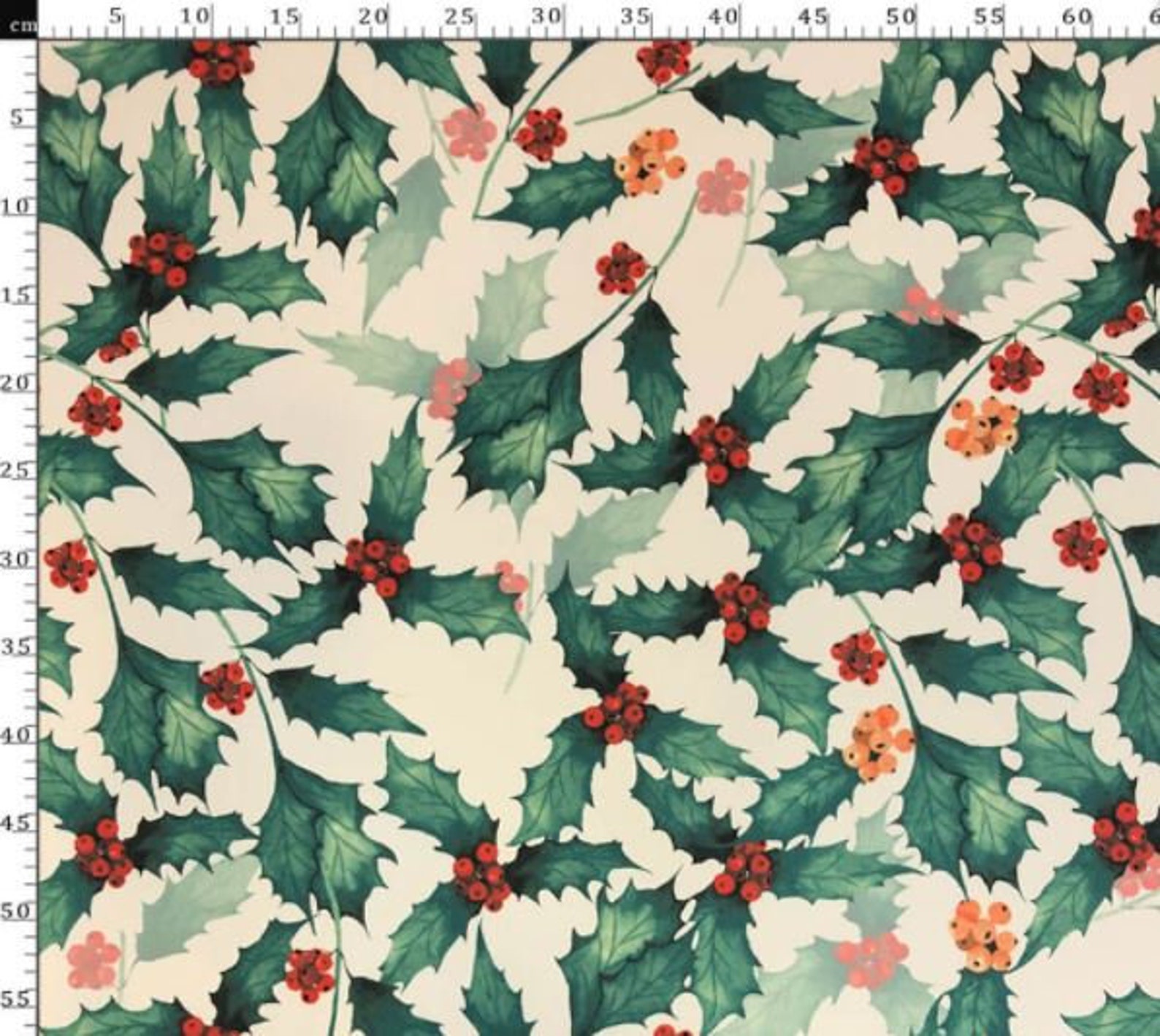 Christmas Fabric Holly Berry Pattern Fabric Upholstery | Etsy