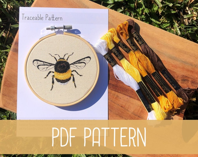Bee: Hand Embroidery Pattern. Thread Painting Tutorial. PDF Digital ...