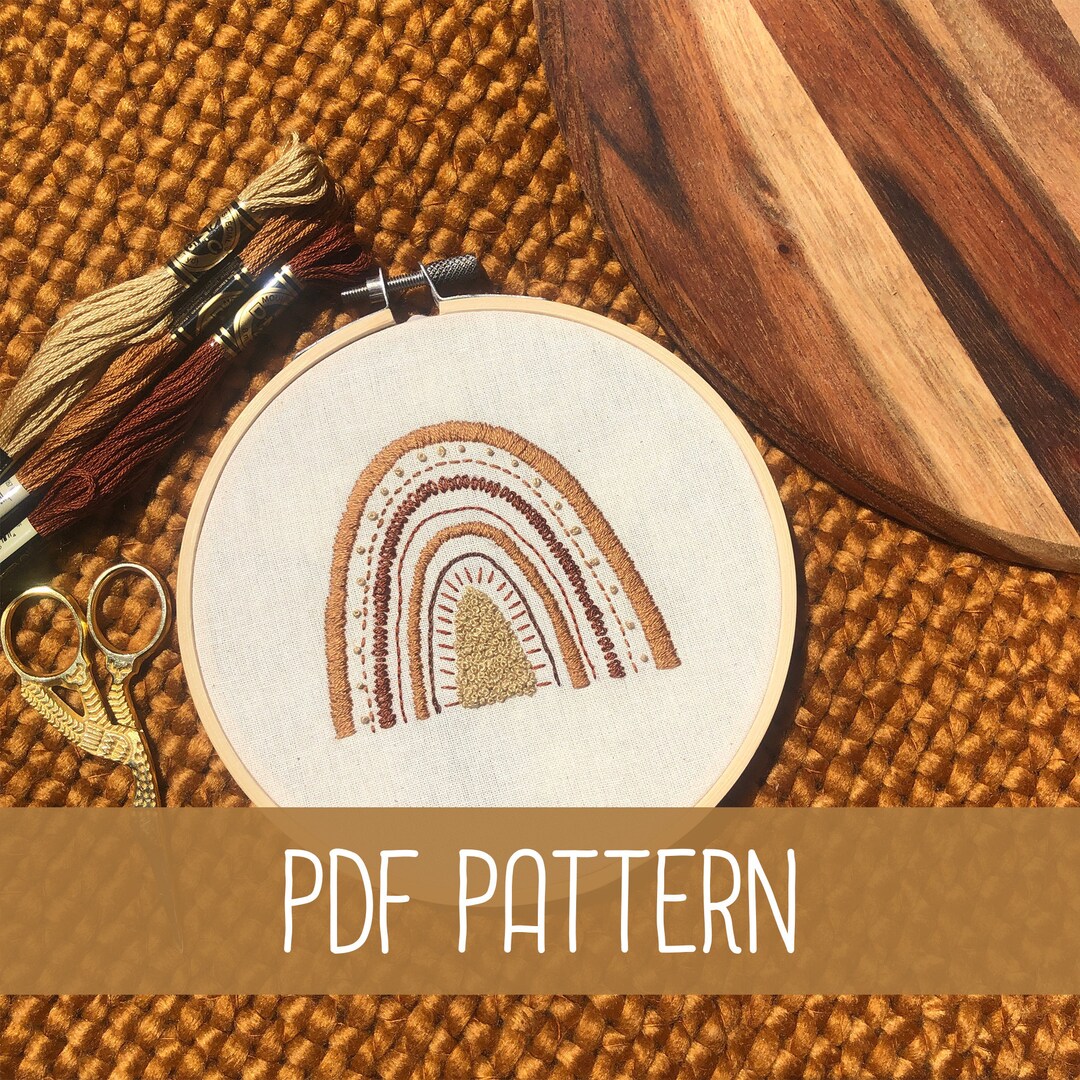 Boho Rainbow Embroidery Pattern | Downloadable PDF File | Beginner ...