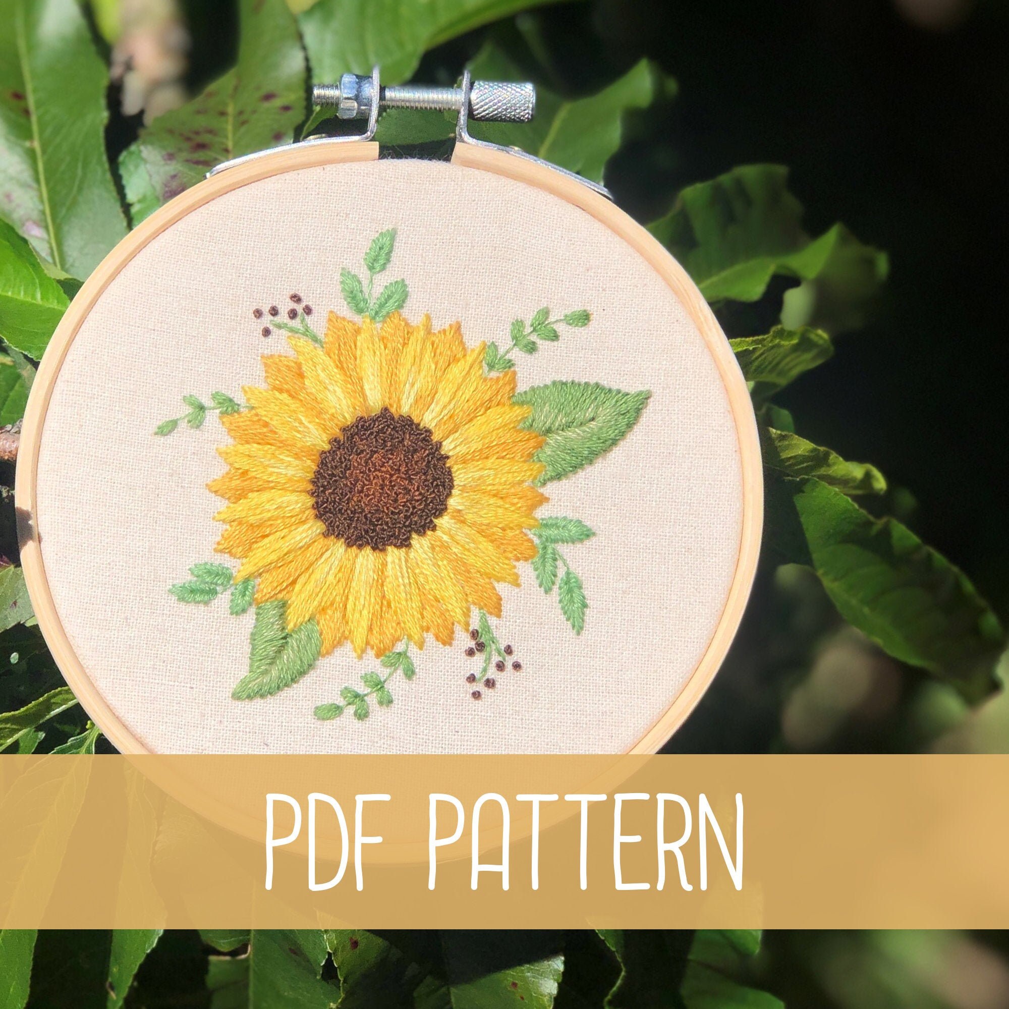 Sunflower Embroidery Pattern Downloadable PDF File Intermediate ...
