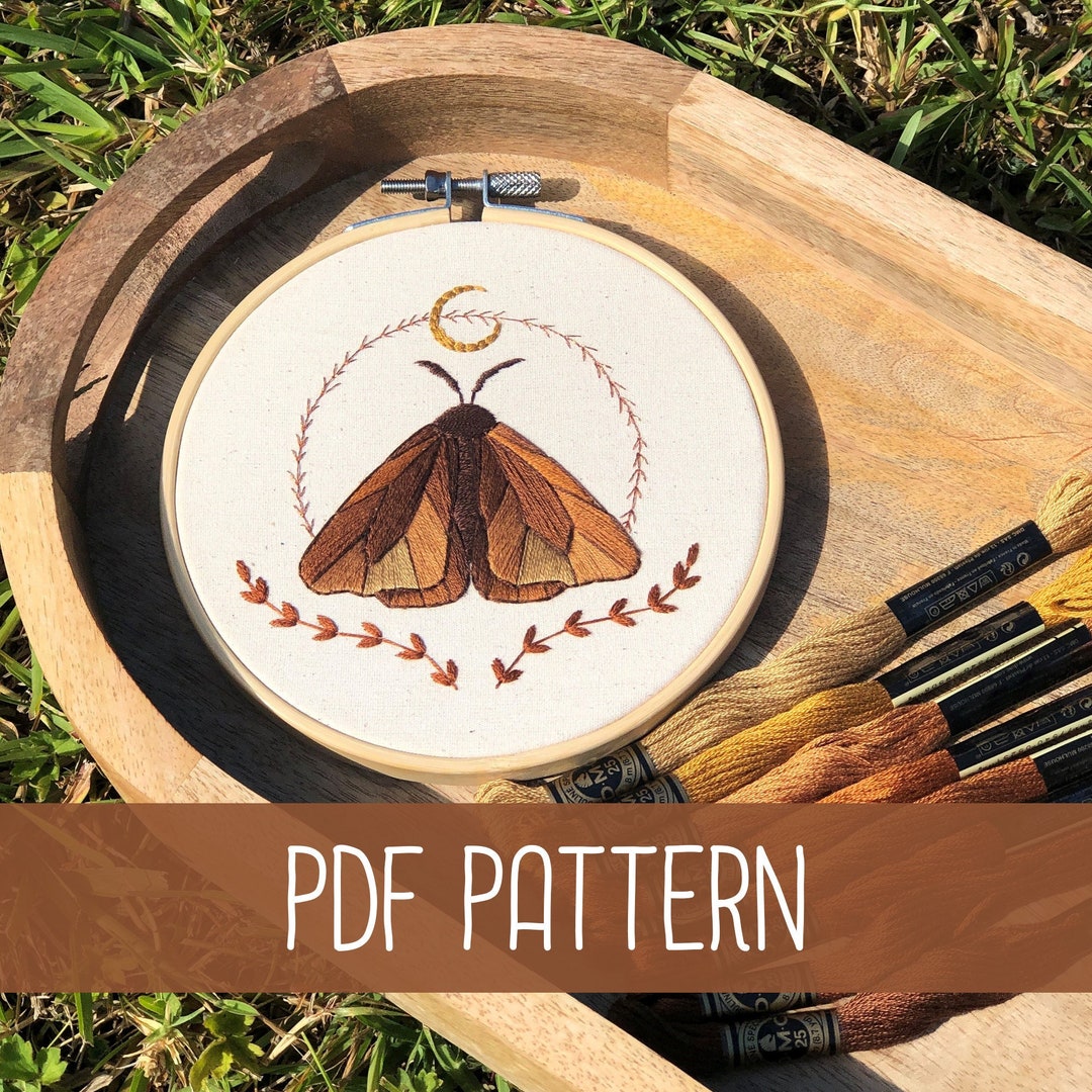 Moon Moth Embroidery Pattern | Downloadable PDF Pattern | Beginner ...