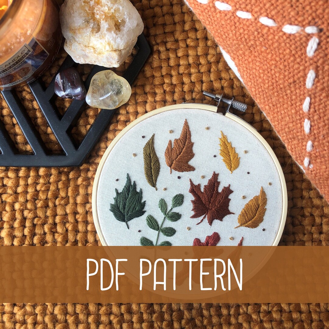 Autumn Leaves Embroidery Pattern Digital Pdf File Beginner Intermediate ...