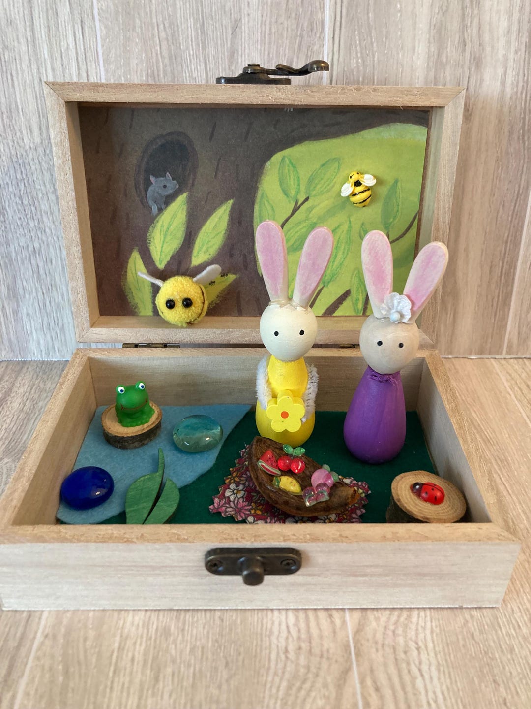 Bunny Forest Dollhouse, Mini Play Box Set, Miniature Travel Quiet Park ...