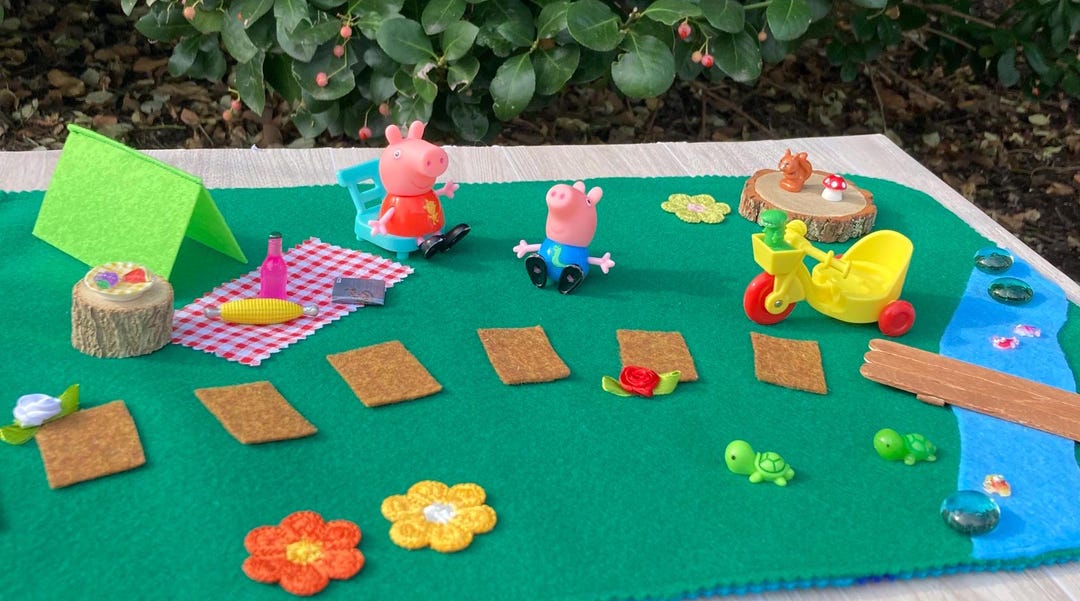 Felt Woodland Picnic Play Mat, Pig Play Set, Felt Park Playscape ...