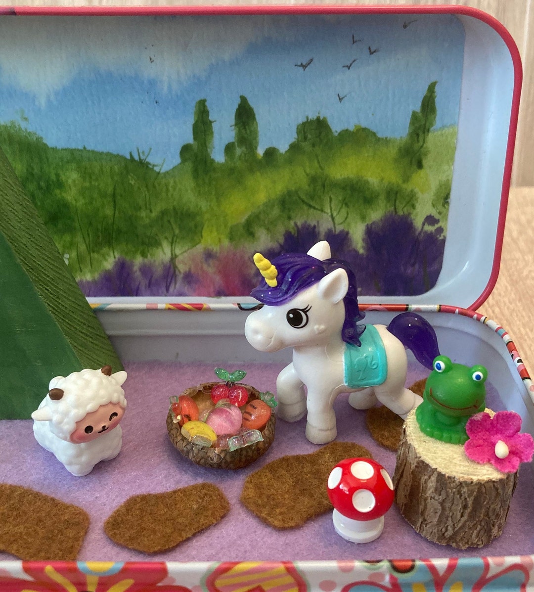 Unicorn Play Set, Fairy Garden Unicorn Play Tin, Travel Quiet Play ...