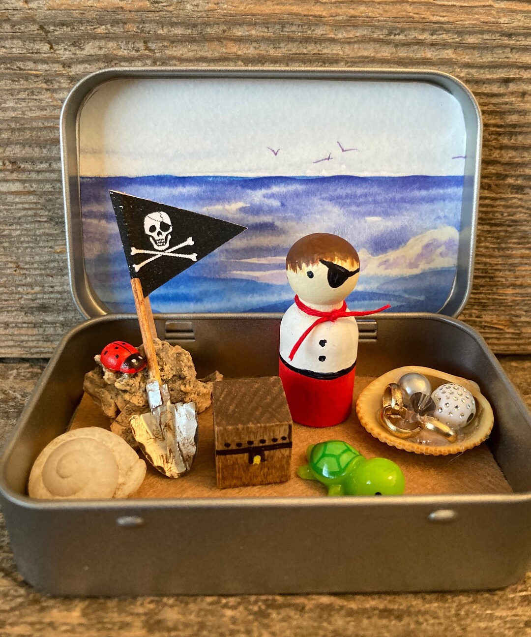 Altoid Tin Pirate Play Set, Pirate Fun, Mini Imaginative Play, Peg Doll ...