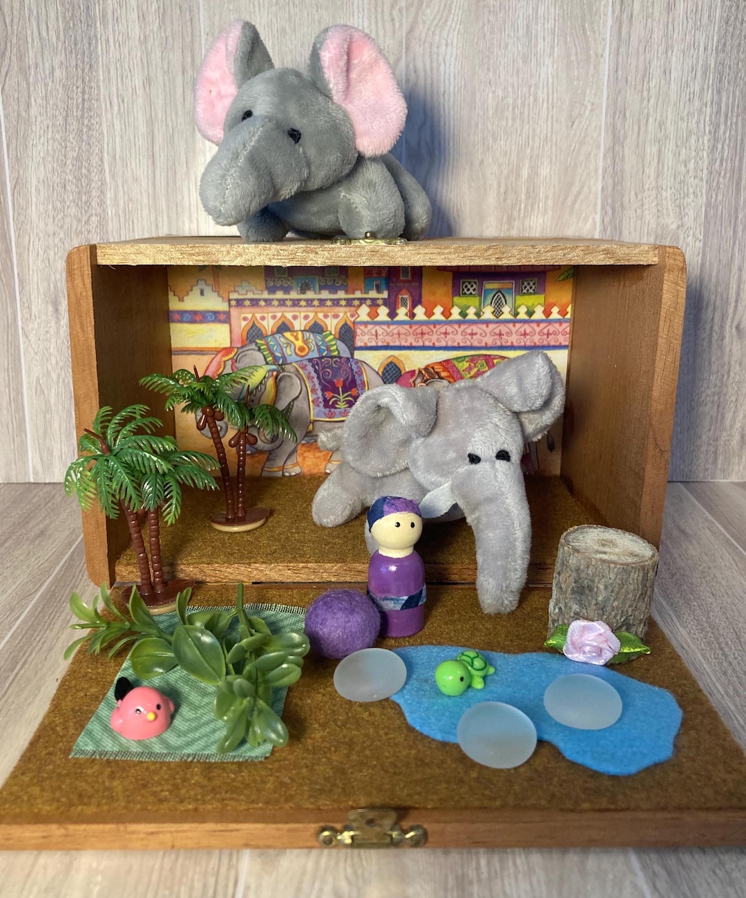 Elephants on Safari, Plush Elephant Play Box, Quiet Travel Fun Set, Boy ...