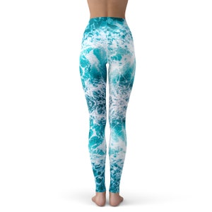 Seawater Waves Yoga Pants Ocean Water Yoga Leggings Workout Leggings ...