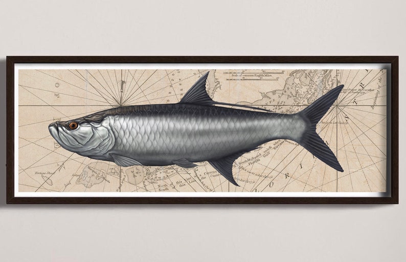 Tarpon Print/ Wall Art custom Map - Etsy