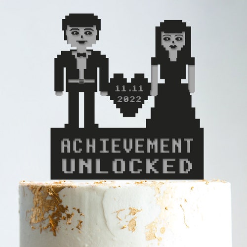 8 Bit Wedding Cake Toppervideo Game Bride and Groom Cake - Etsy