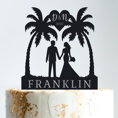 Beach Wedding Cake Topper Palm Tree Hawaii Wedding Cake - Etsy
