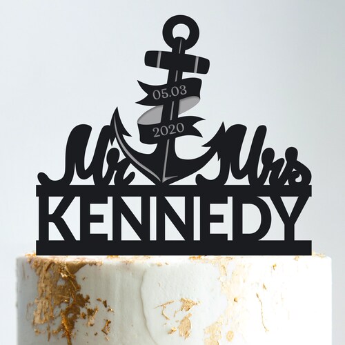 Custom Nautical Anchor Cake Topper Weddinganchor Mr and Mrs - Etsy