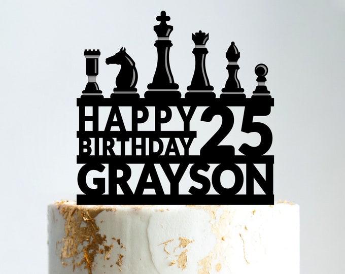 Custom Chess Cake Topper, Chess Birthday Party Decorations, Chess Party ...