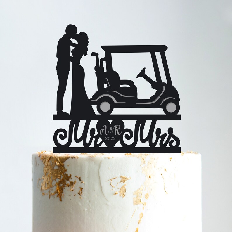 Custom Golf Wedding Cake Topperpersonalized Golf Couple - Etsy