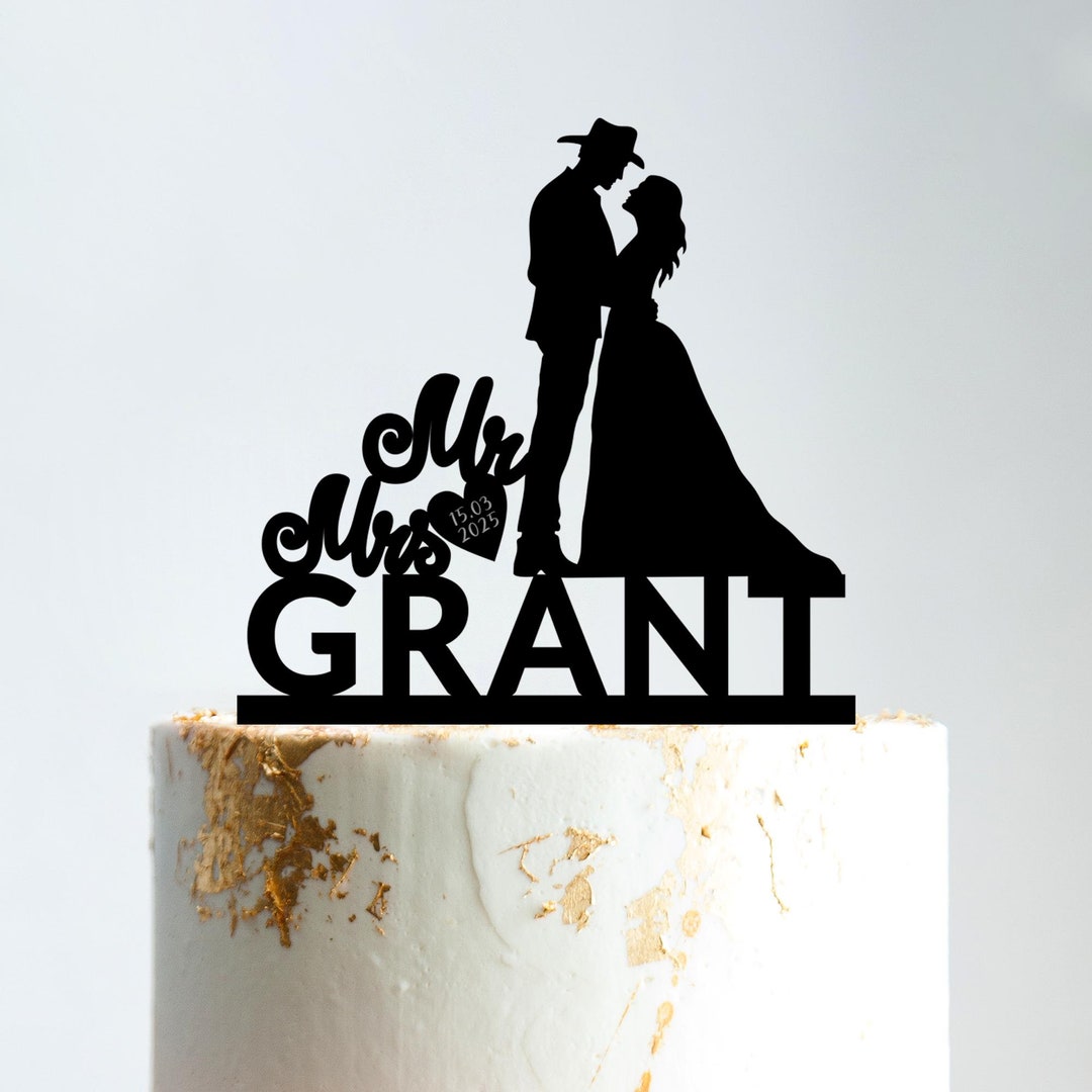 Cowboy Wedding Cake Topper, Country Wedding Cake Topper, Mr and Mrs ...