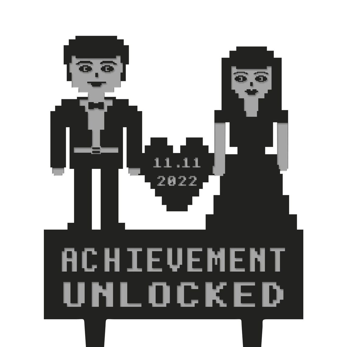 8 bit wedding cake toppervideo game bride and groom cake | Etsy