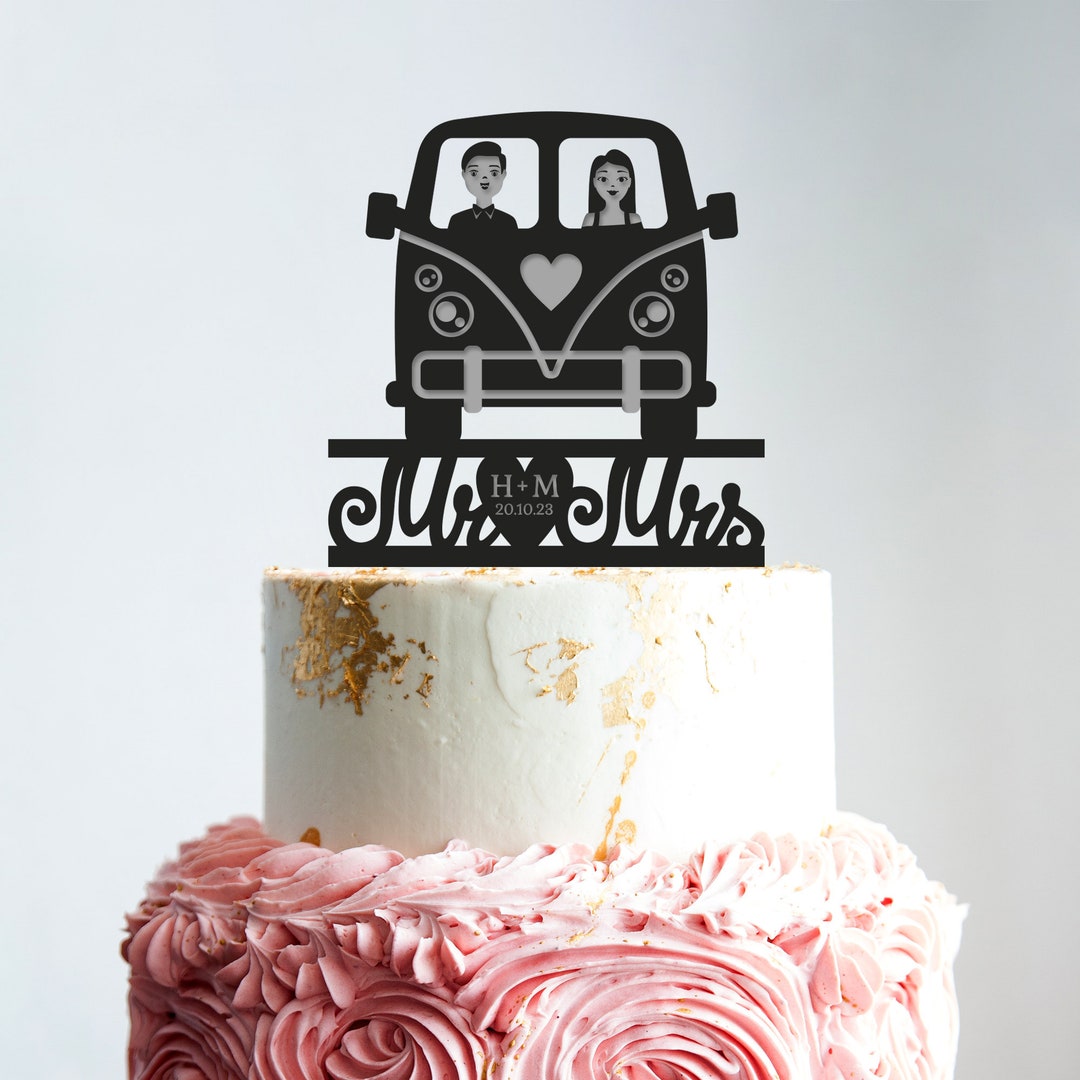 Vintage Bus Retro Wedding Cake Topper,destination Wedding Camper Topper ...