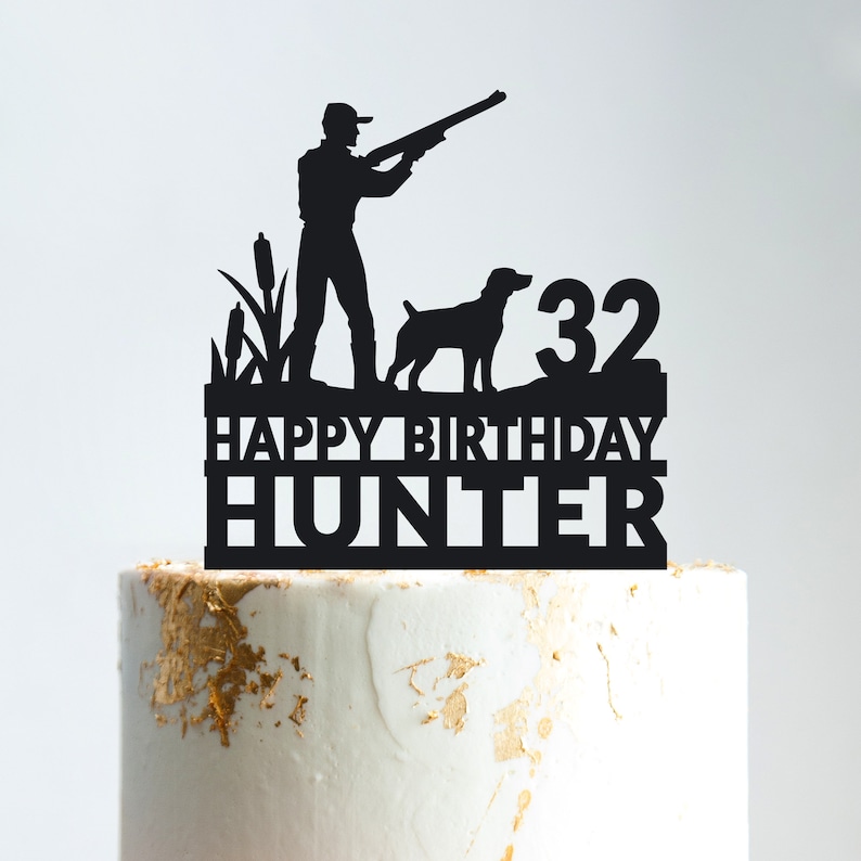 Custom Hunter Cake Topper With Dog,hunting Birthday Cake Topper,hunter ...