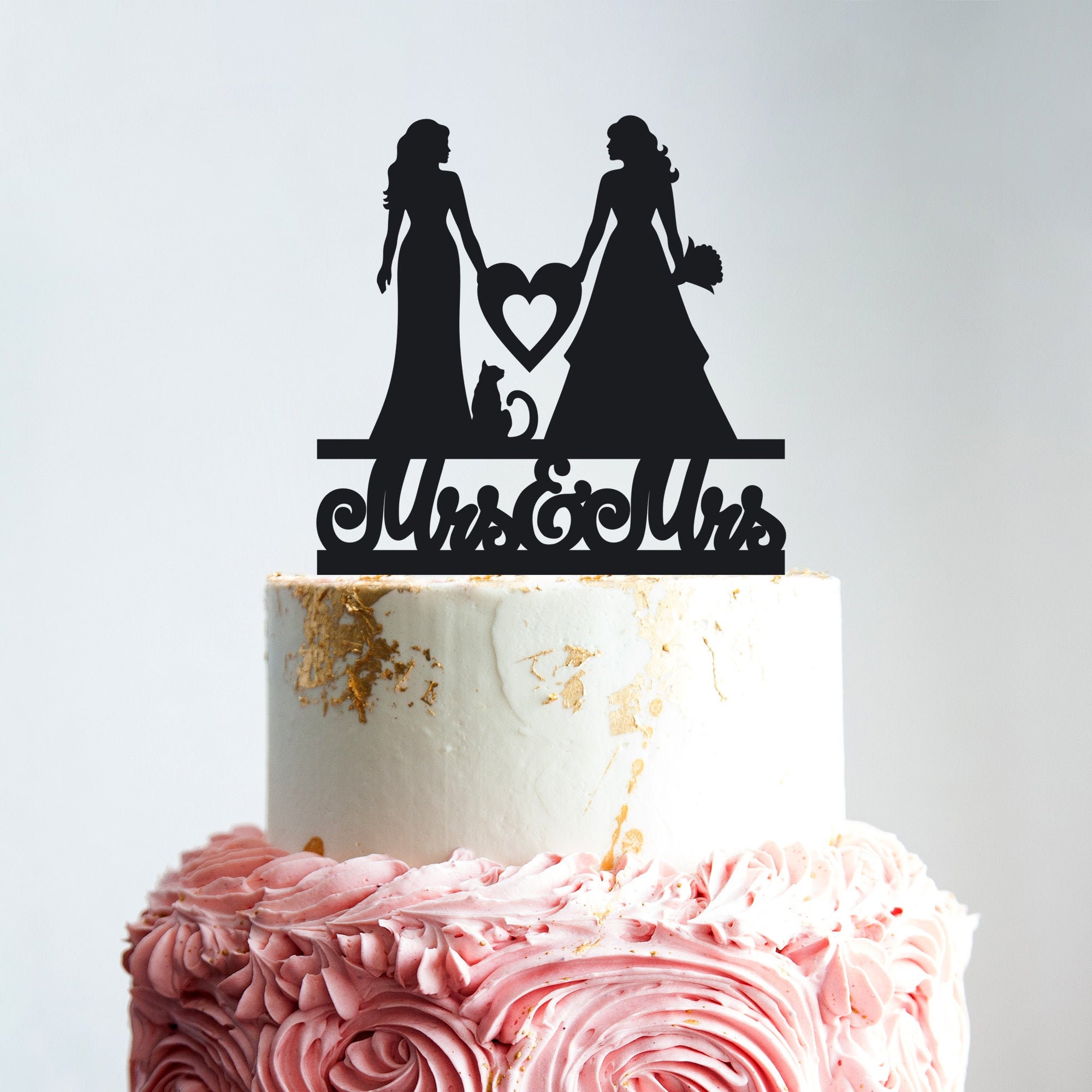 Lesbian cake topper with catlesbian couple cake topper | Etsy