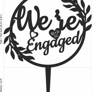 We're Engaged Cake Topper, Wreath Engagement Cake Topper, Floral ...