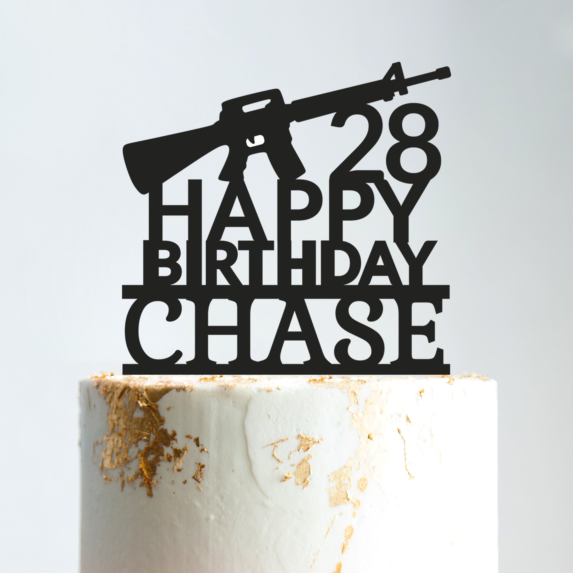 Gun cake topper birthdaygun lover birthday cake | Etsy